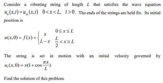 Solved Consider a vibrating string of length L that | Chegg.com