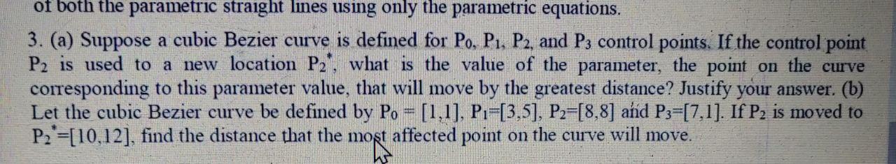 Solved of both the parametric straight lines using only the | Chegg.com