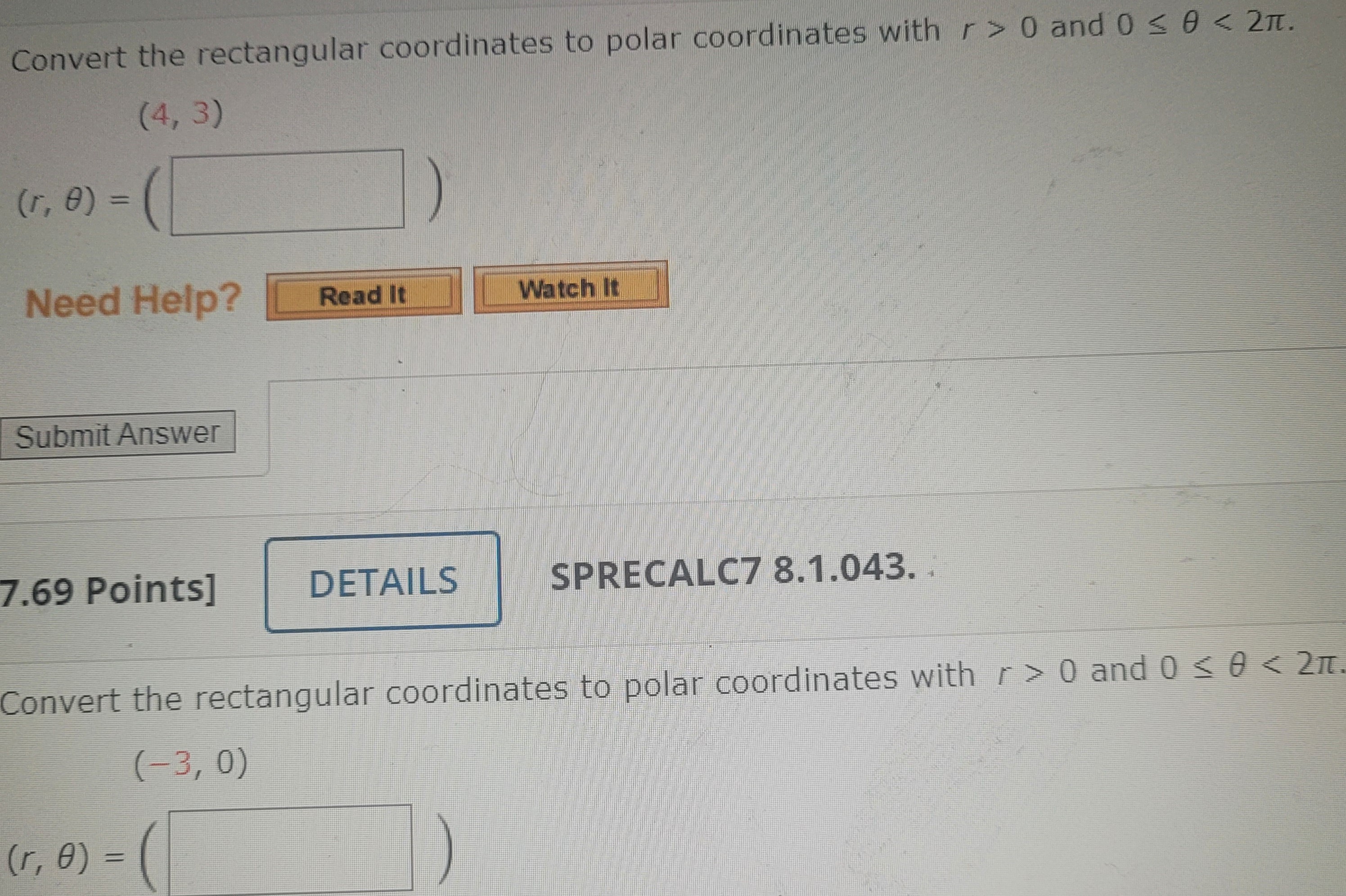 Solved Convert the rectangular coordinates to polar | Chegg.com