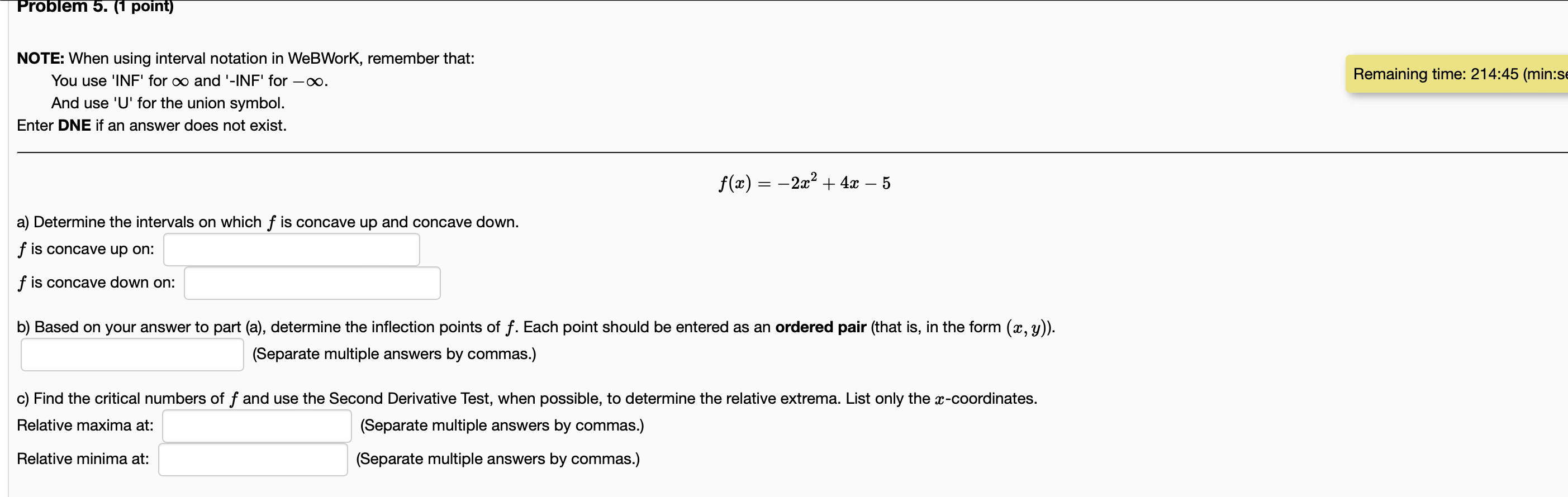 Solved Note When Using Interval Notation In Webwork