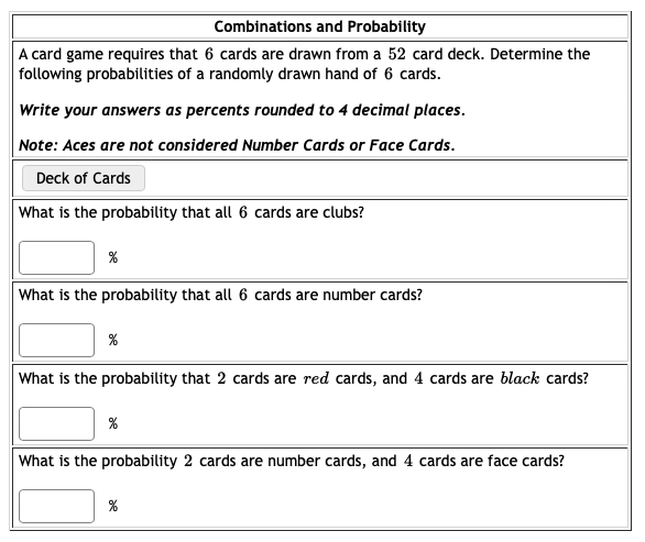 Solved Combinations and Probability A card game requires | Chegg.com