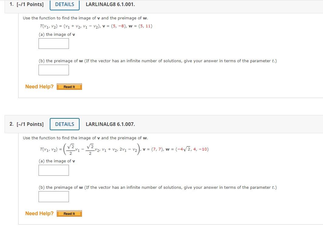 Solved Use the function to find the image of v and the | Chegg.com