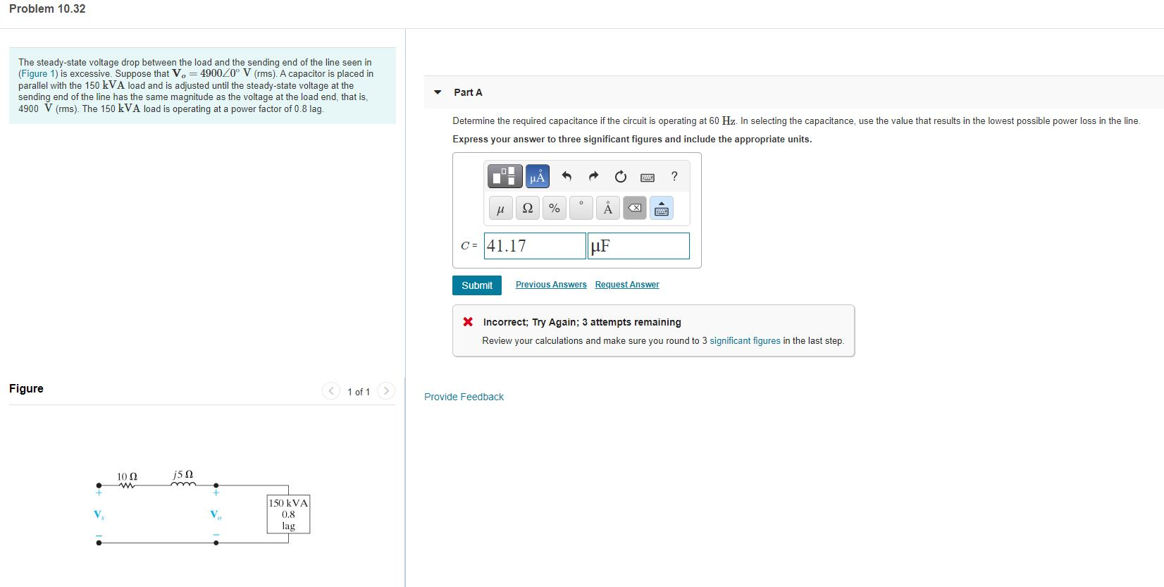Solved Problem 10.32 The steady-state voltage drop between | Chegg.com