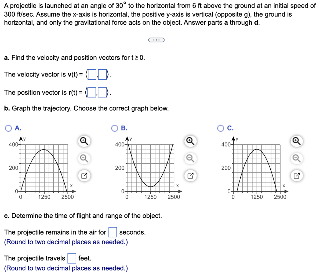 Solved A projectile is launched at an angle of 30∘ to the | Chegg.com