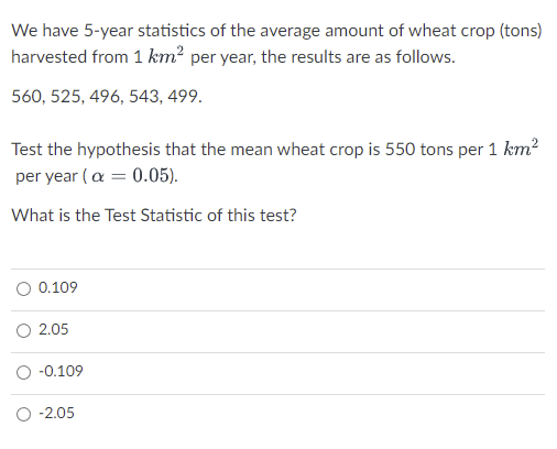 Solved We have 5-year statistics of the average amount of | Chegg.com