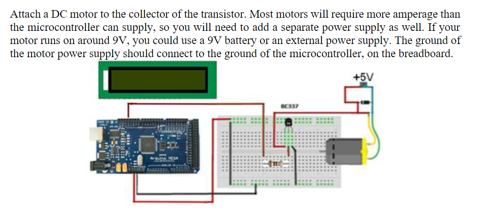 Solved Attach a DC motor to the collector of the transistor. | Chegg.com