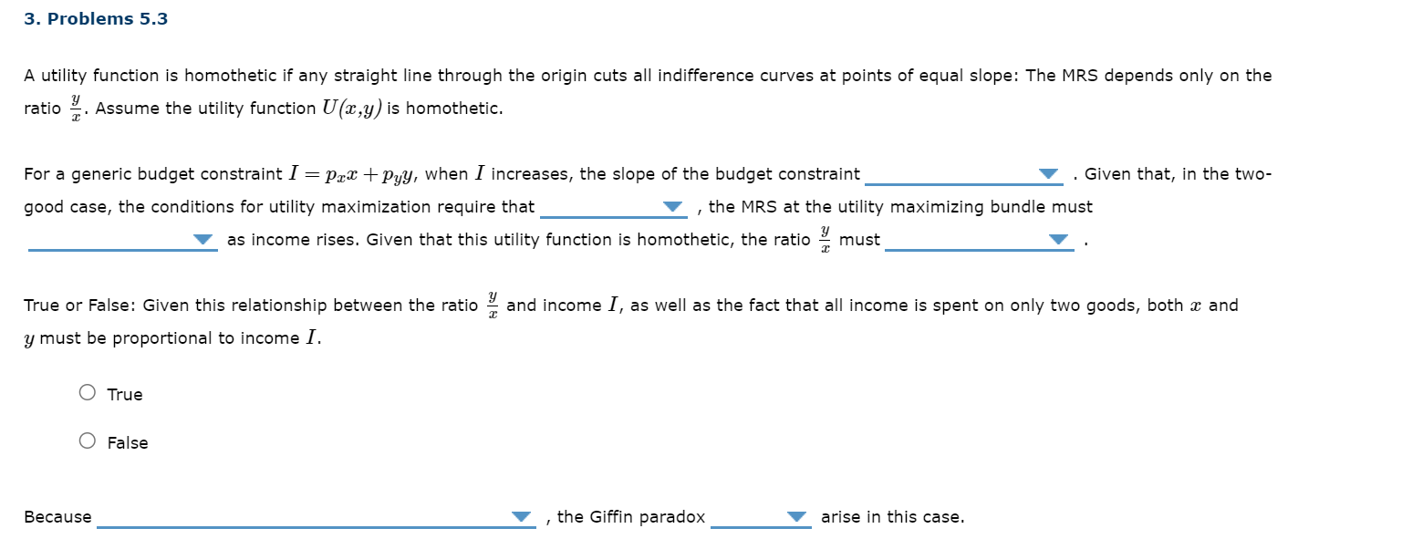Solved A utility function is homothetic if any straight line | Chegg.com