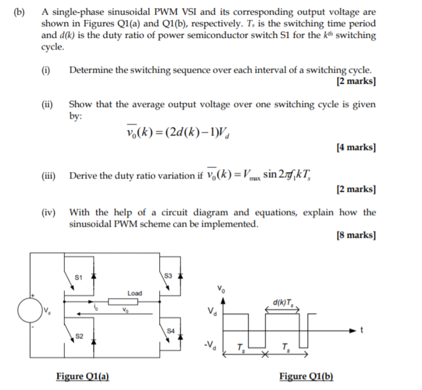 Solved (b) A single-phase sinusoidal PWM VSI and its | Chegg.com