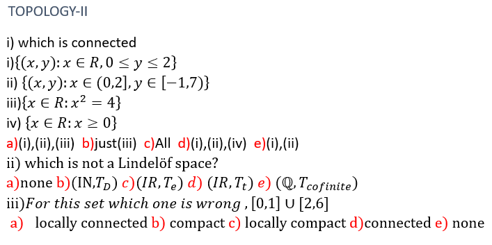 Solved TOPOLOGY-II i) which is connected i) | Chegg.com