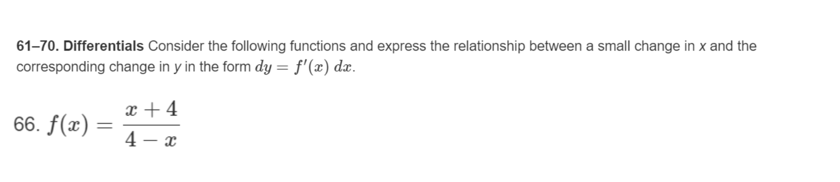 Solved 61-70. Differentials Consider the following functions | Chegg.com