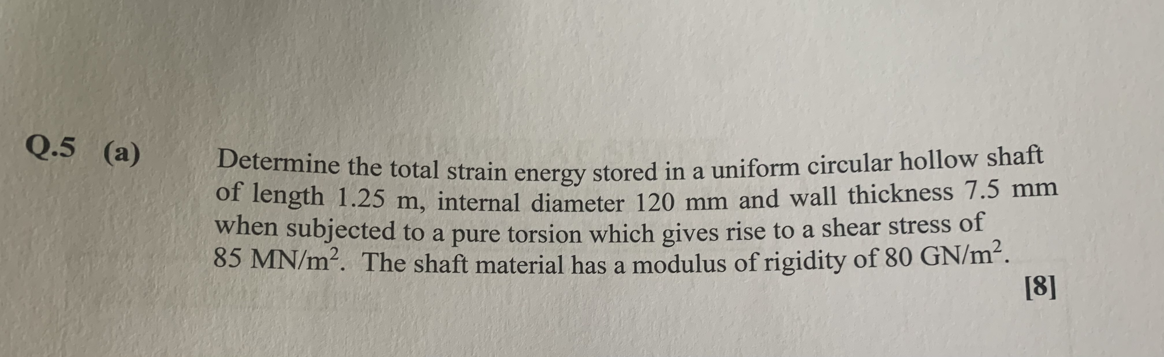 Solved Determine the total strain energy stored in a uniform | Chegg.com