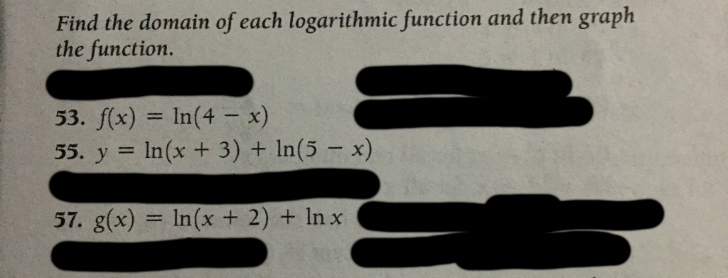 Solved Find the domain of each logarithmic function and then | Chegg.com