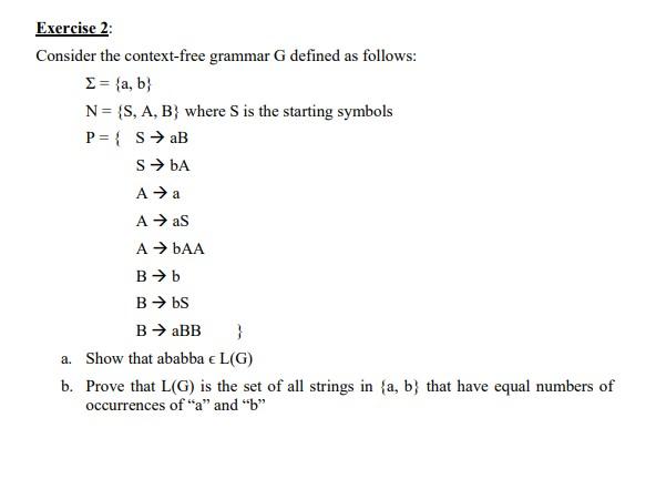 Solved Consider the context-free grammar G defined as | Chegg.com