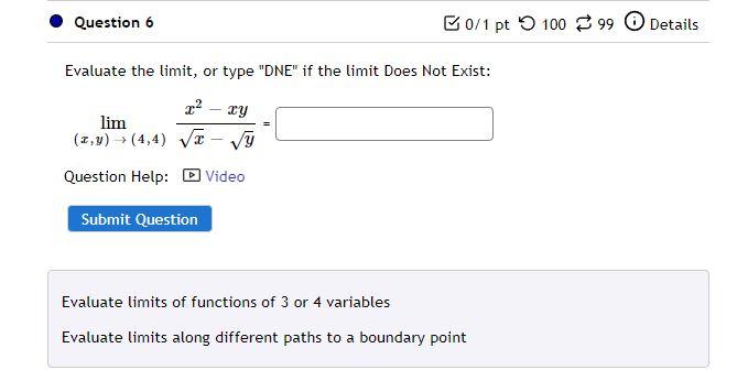 Solved Evaluate the limit, or type "DNE" if the limit Does | Chegg.com