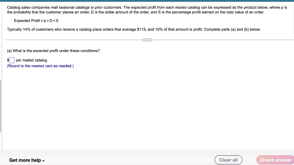 Solved Catalog Sales Companies Mail Seasonal Catalogs To Chegg