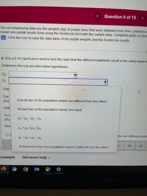 shown are partial results from using the Bonferroni | Chegg.com