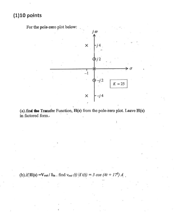 Solved (1)10 points below For the pole-zero plot below: . P2 | Chegg.com