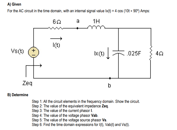 Solved For the AC circuit in the time domain, with an | Chegg.com
