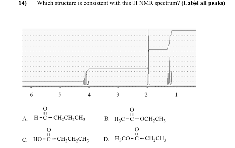 Solved 14) Which structure is consistent with this 1H NMR | Chegg.com