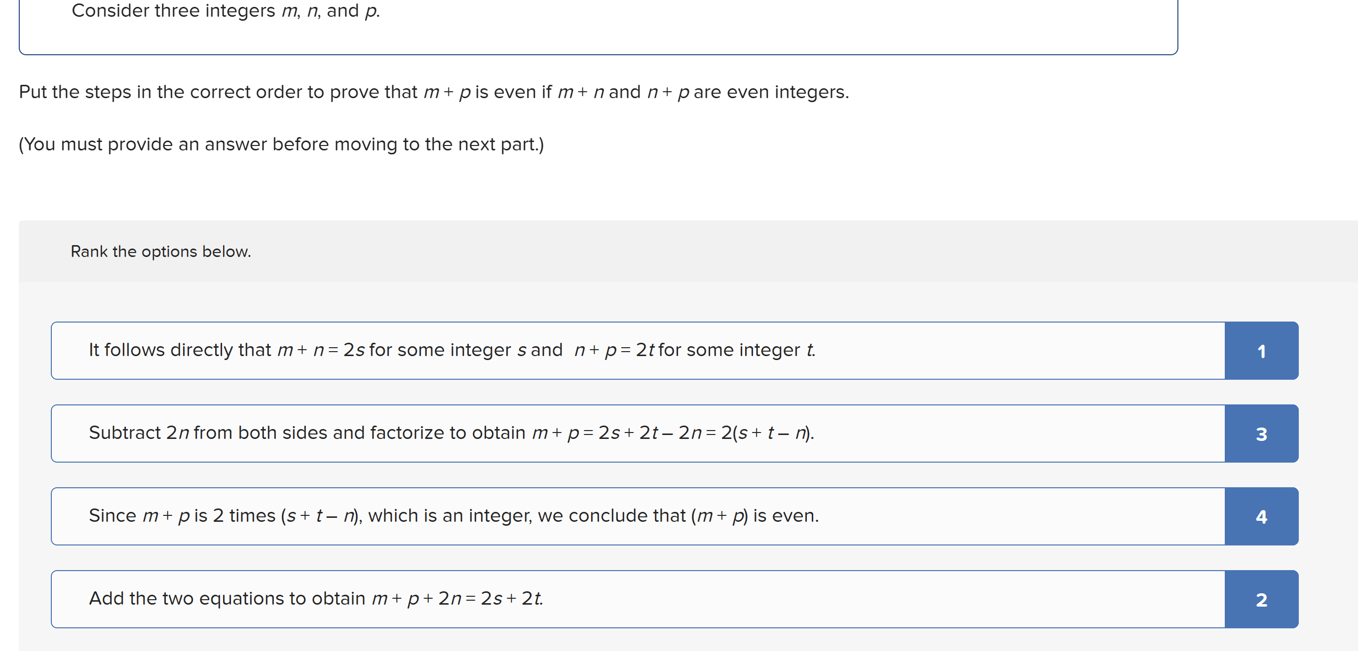 Solved Consider three integers m,n, and p. Put the steps in | Chegg.com