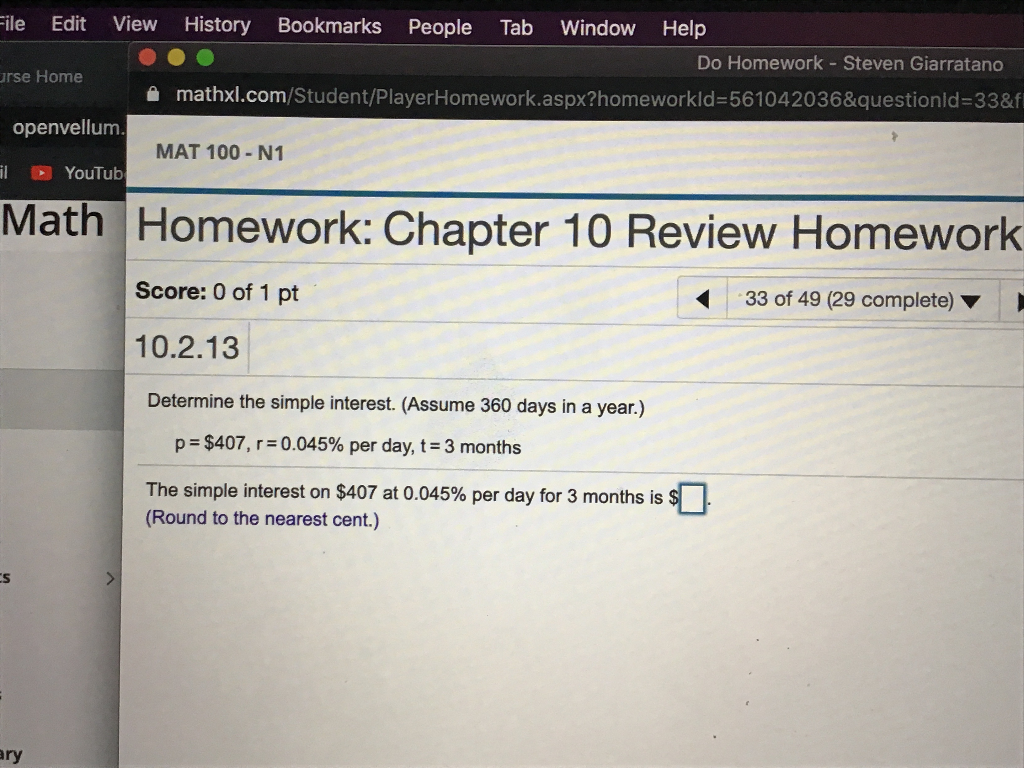 Solved File Edit View History Bookmarks People Tab Window | Chegg.com