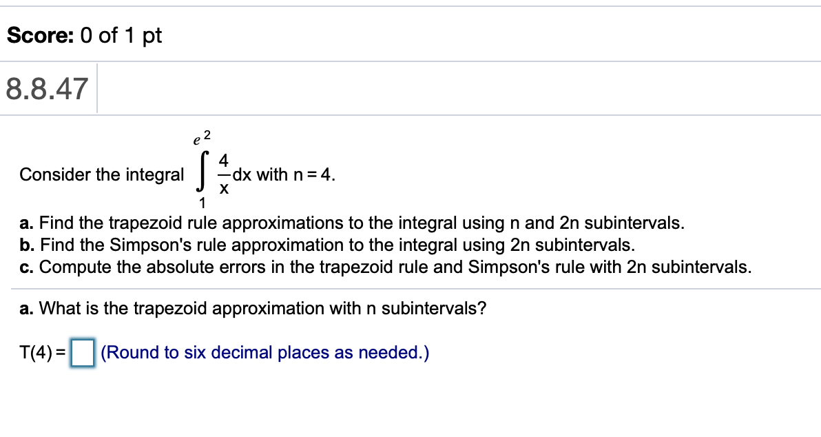 Solved Consider the integral Integral from 1 to e squared | Chegg.com