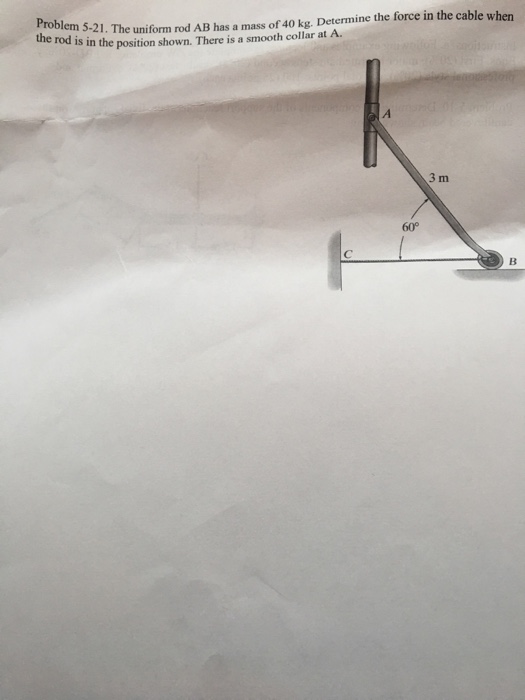 Solved Problem t The uniform rod AB has a mass of 40 kg. | Chegg.com