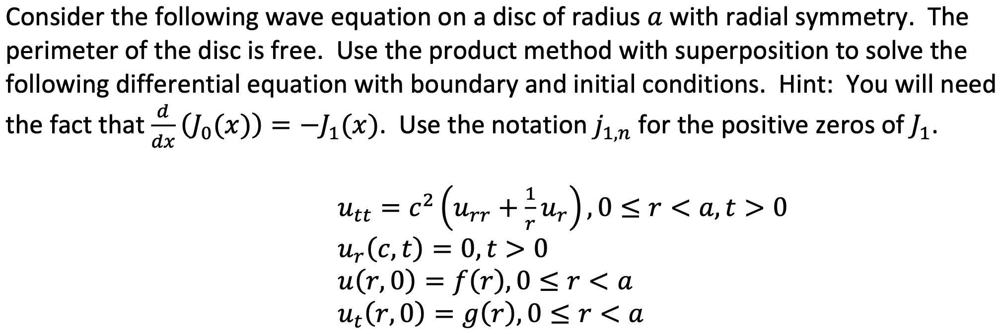 Consider the following wave equation on a disc of | Chegg.com