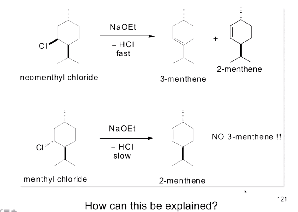 Solved NaOEt - HCI fast 2-menthene neomenthyl chloride | Chegg.com