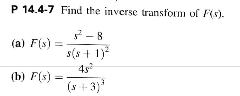 Solved P 14.4-7 ﻿Find the inverse transform of | Chegg.com
