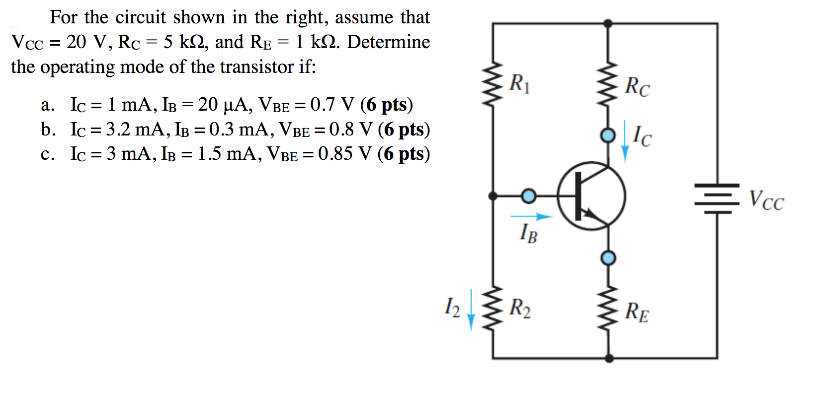 Solved For the circuit shown in the right, assume that Vcc = | Chegg.com