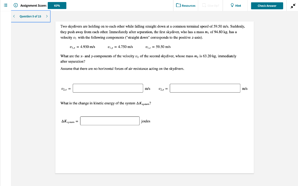 Solved Assignment Score: 60% Resources Give Up Hint Check | Chegg.com