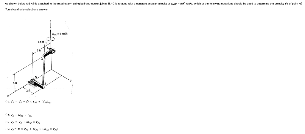 Solved As shown below rod AB is attached to the rotating arm | Chegg.com