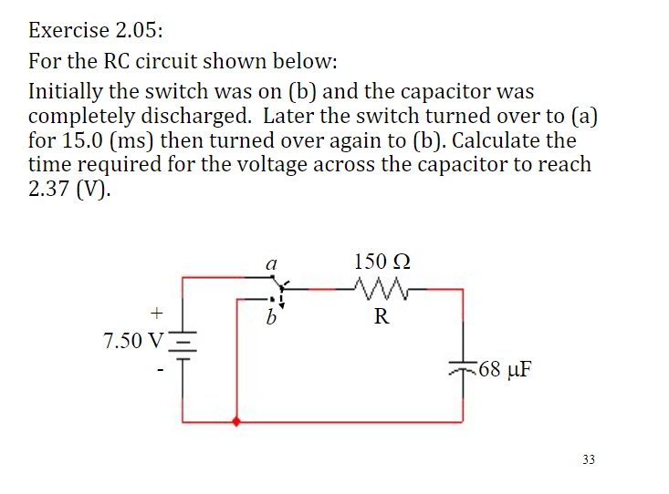 Solved For the RC circuit shown below:Initially the switch | Chegg.com