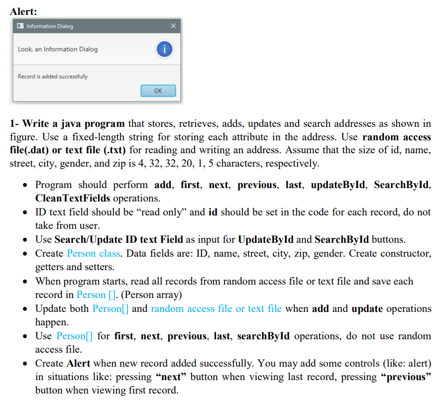 Solved JAVA ADDRESSBOOK PROJECT (please review carefully) I | Chegg.com
