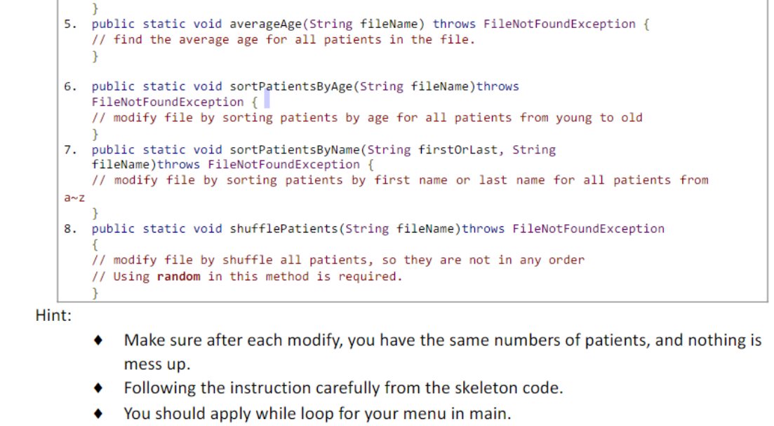 Solved Given a file of patient records provide a menu-based | Chegg.com
