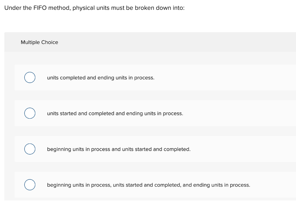 Solved Under the FIFO method, physical units must be broken | Chegg.com