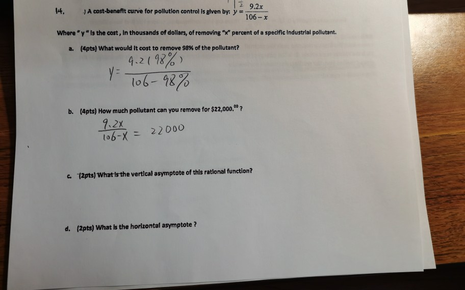 Solved 19.2 14. A cost-benefit curve for pollution control | Chegg.com