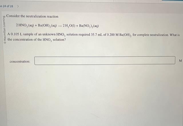 Solved Consider the neutralization reaction | Chegg.com