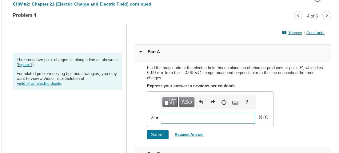 Solved Problem 4Part AThree negative point charges lie along | Chegg.com