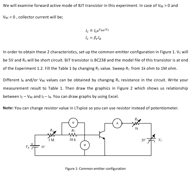 We will examine forward active mode of BJT transistor | Chegg.com