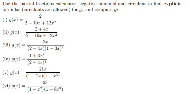 Solved Use the partial fractions calculator, negative | Chegg.com