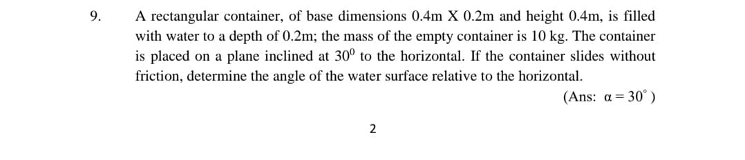 Solved A rectangular container, of base dimensions 0.4 mX0.2 | Chegg.com