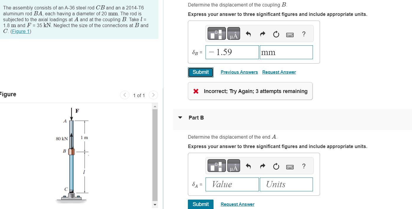 Solved The assembly consists of an A-36 steel rod CB and an | Chegg.com