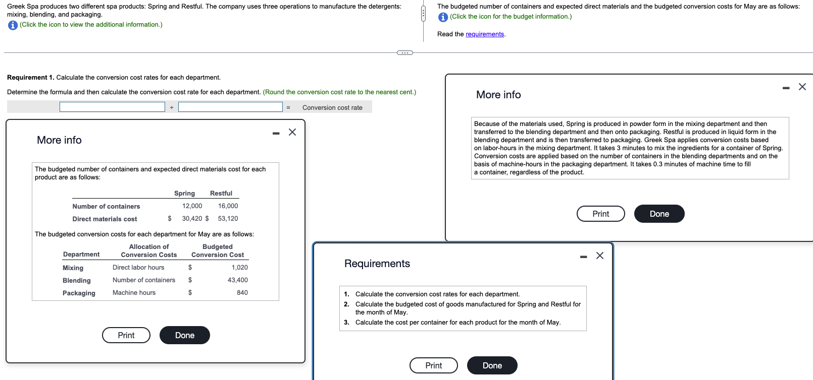 Solved Requirement 1. ﻿Calculate the conversion cost rates | Chegg.com