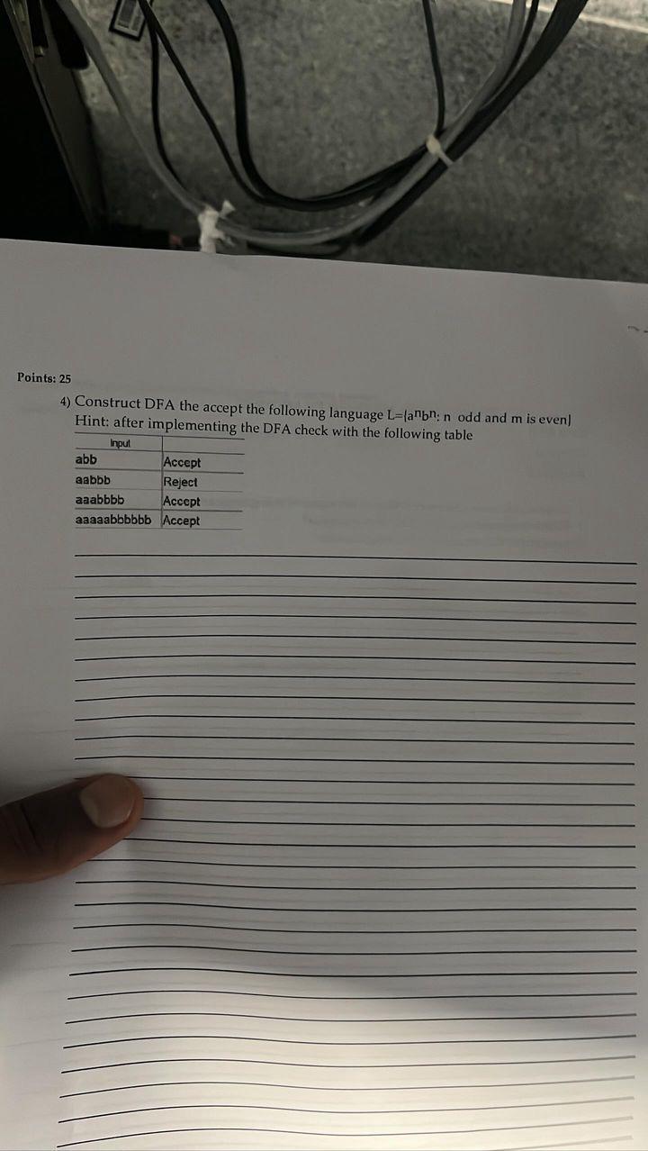 Solved Points: 25Construct DFA the accept the following | Chegg.com