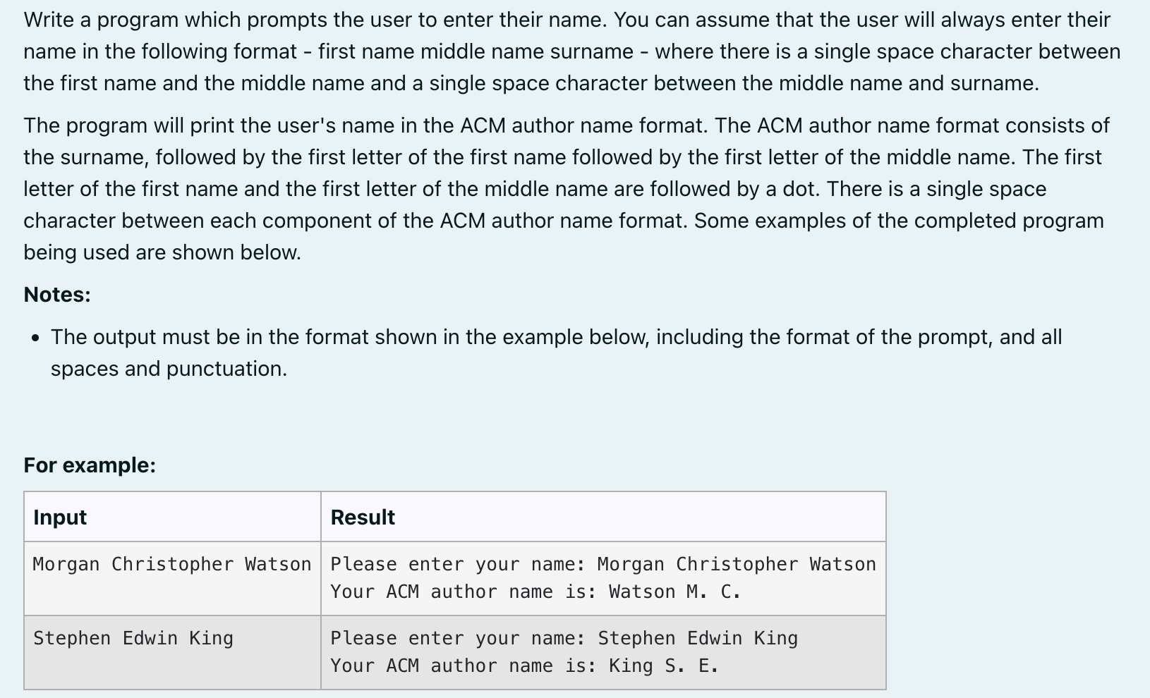 Solved Write A Program Which Prompts The User To Enter Their