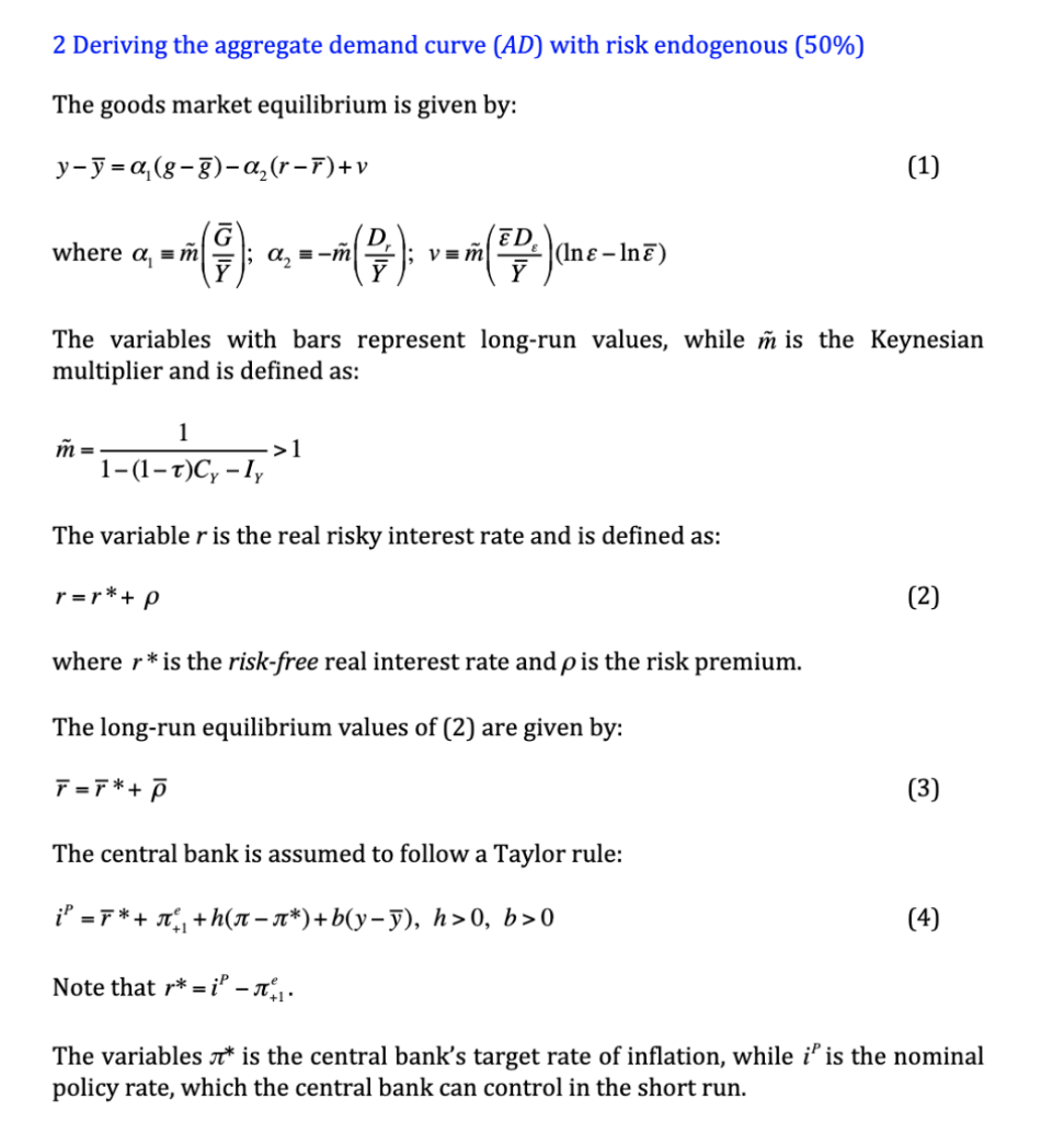Solved 2 Deriving the aggregate demand curve (AD) with risk | Chegg.com