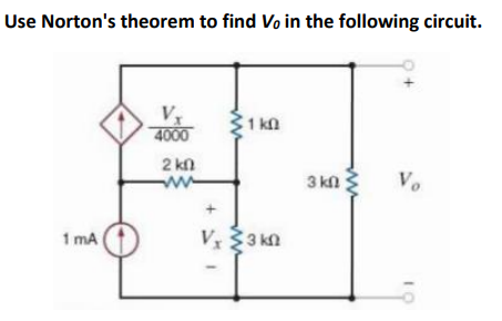 Solved Use Norton's theorem to find V0 in the following | Chegg.com