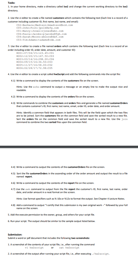 Solved Tasks: 1. In your home directory, make a directory | Chegg.com